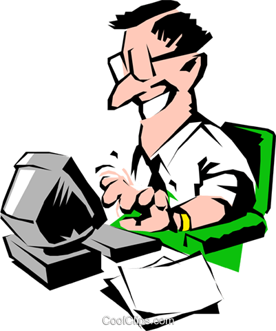 Cartoon Man Typing At Computer Royalty Free Vector - Hombre Escribiendo ...