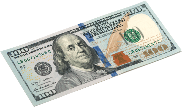 Hundred Dollar Bill Png - New 100 Dollar Bill (760x505), Png Download