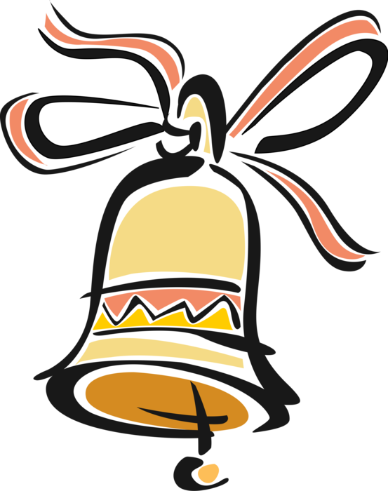 Vector Illustration Of Wedding Bell With Ribbon And (553x700), Png Download