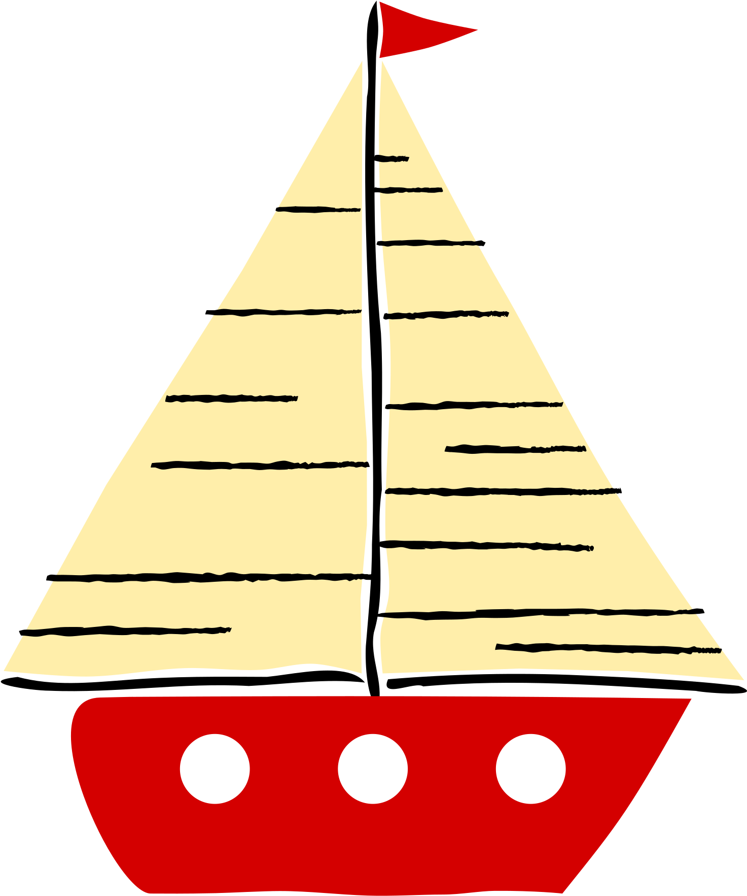 Red Sail Boat 2 Icons Png - Boat Drawing Png (1697x2400), Png Download