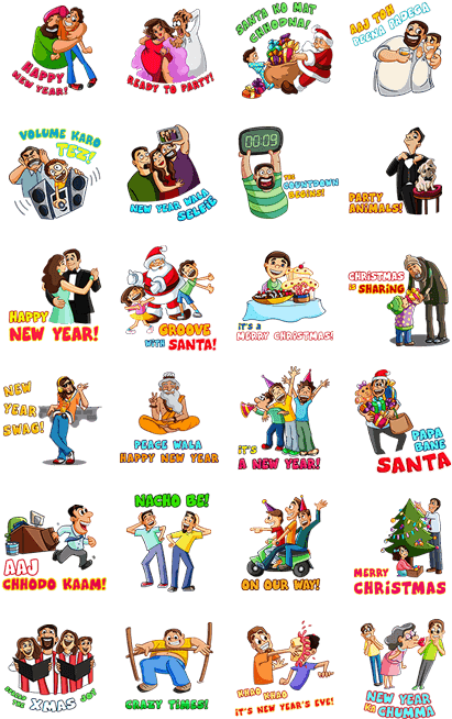 Christmas Line Sticker (420x673), Png Download