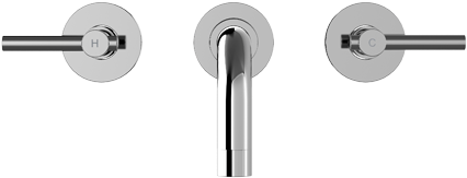 Stirling Modern 3 Hole Wall Mounted Basin Tap - Wall Mounted Tap Front ...
