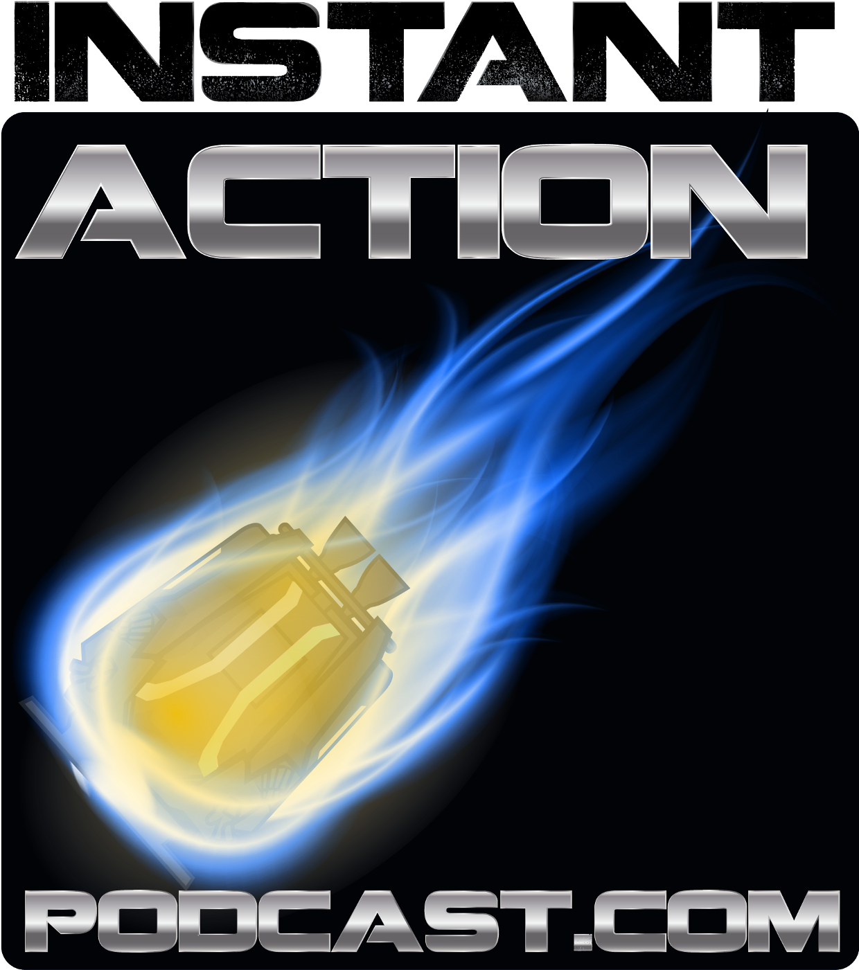 Instant Action Podcast Itunes Logo Blue Flames - Pc Game (1400x1400 ...