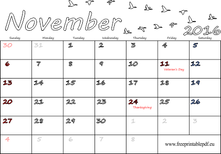 Spanish Calendar November With Holidays (430x300), Png Download