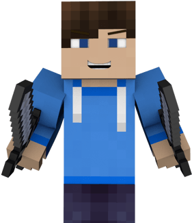 Man Two Swords Minecraft Png - Minecraft Man Png (600x338), Png Download