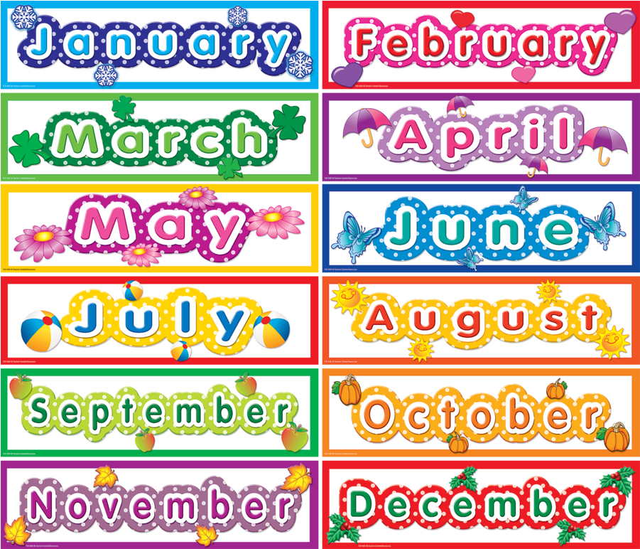 Tcr4481 Polka Dot Monthly Headliners Image (900x900), Png Download