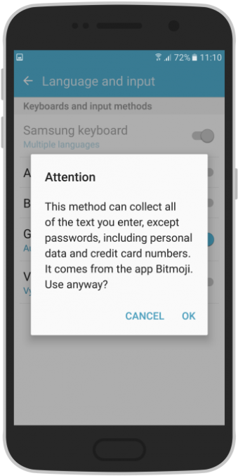 Be Aware Of The Privacy Settings On The Bitmoji Keyboard (444x800), Png ...