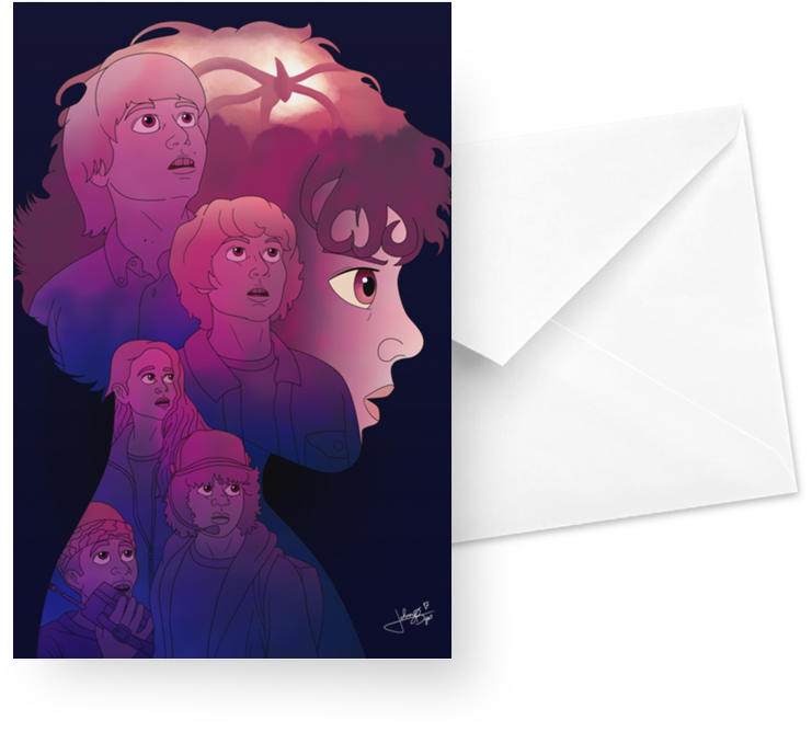 Cartão Stranger Things 2 De Johnny Bijosna (800x800), Png Download