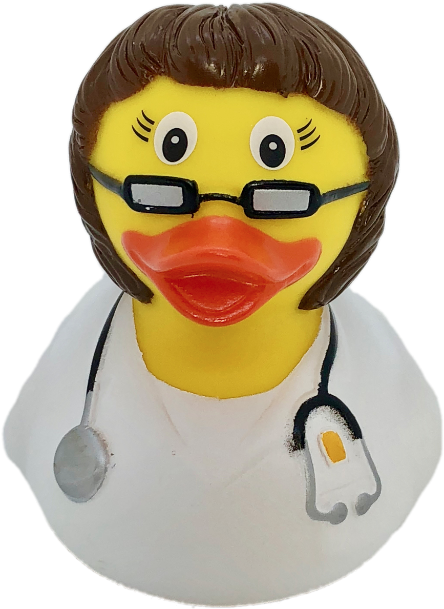 Female Doctor Rubber Duck With Glasses, Stethoscope, (1280x1280), Png ...