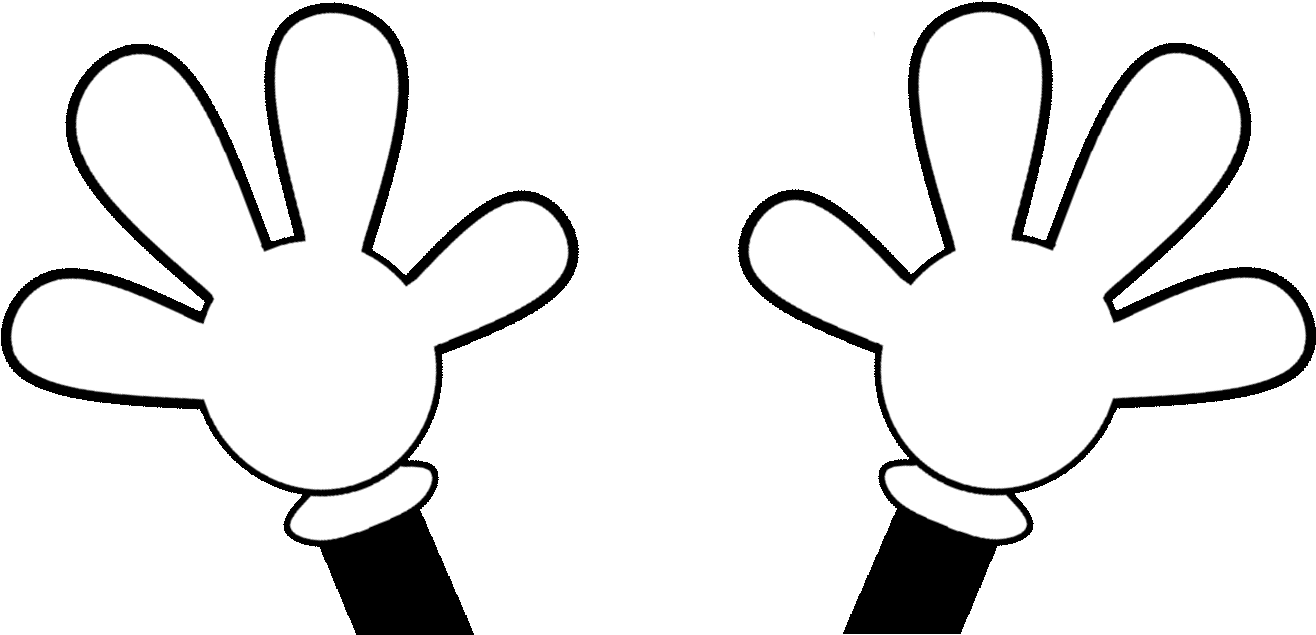 Cartoon Hand Png - Cartoon Mickey Hands Png (1390x687), Png Download