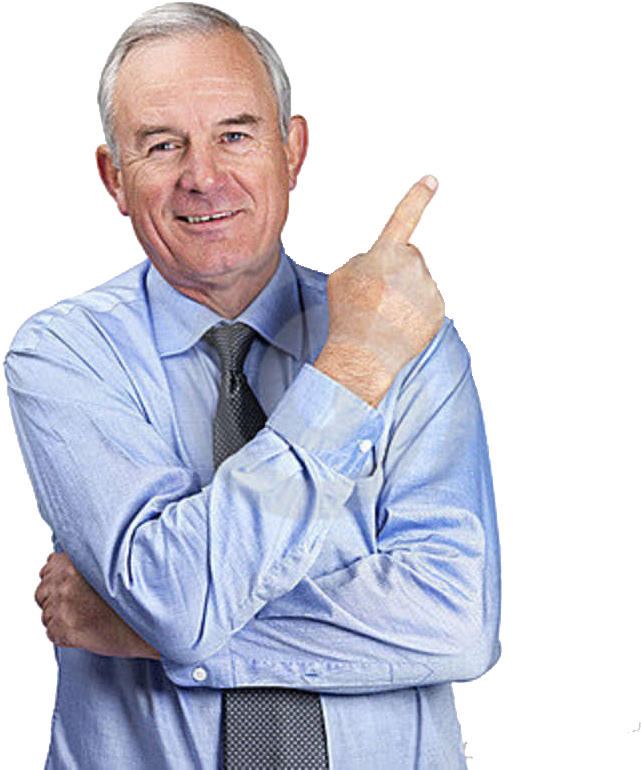 Senior Business Man Pointing Toward Copy Space - Man Pointing ...