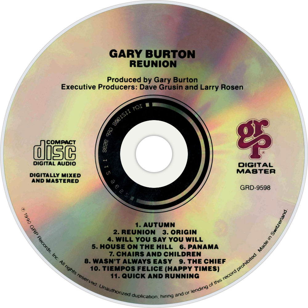 Gary Burton Reunion Cd Disc Image (1000x1000), Png Download