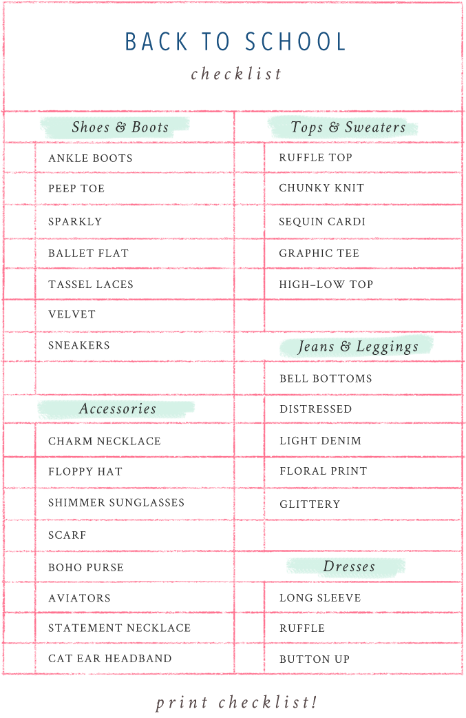0812 Backtoschool Checklist (887x1116), Png Download