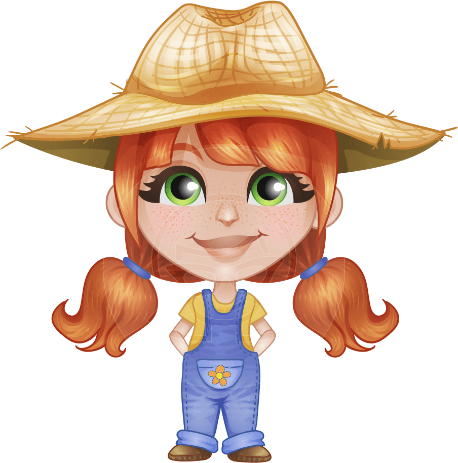 Mimi In Farmland - Farm Girl Cartoon Png (957x1060), Png Download