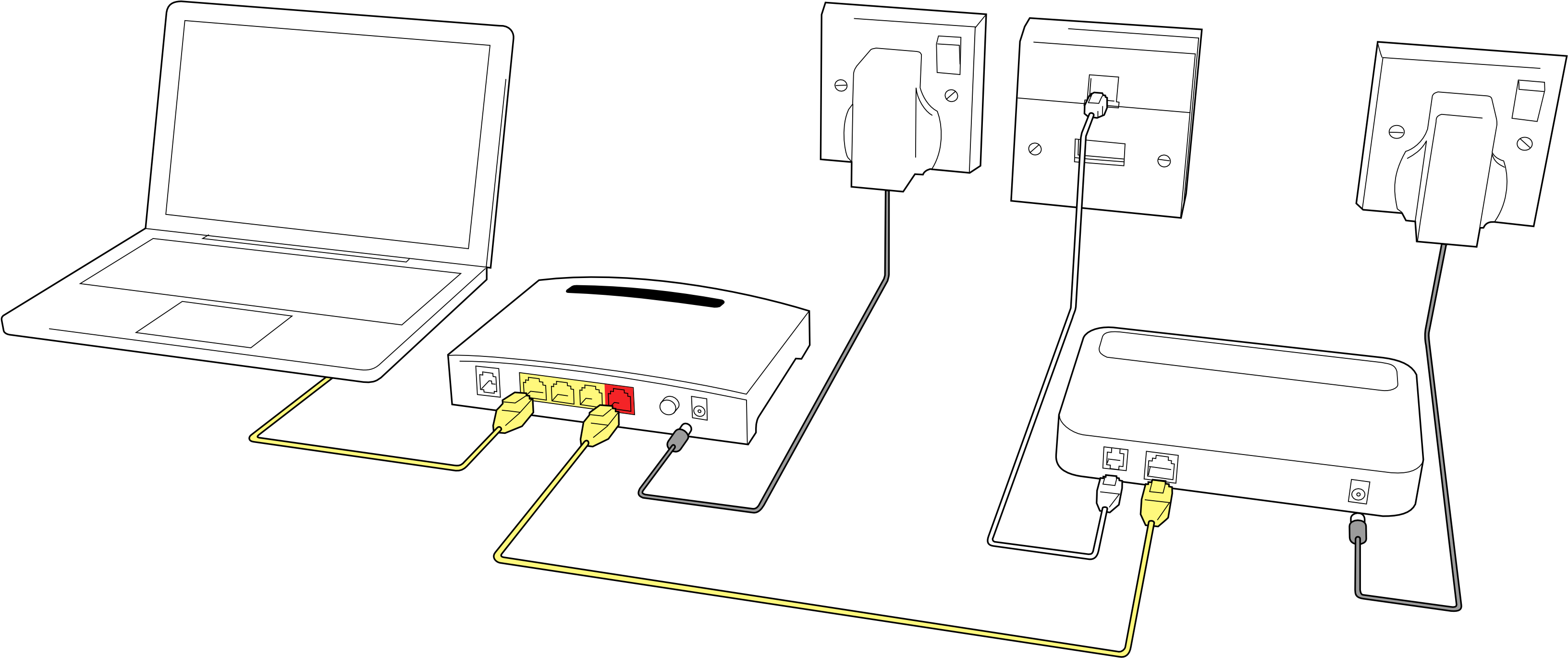 Technicolor Tg 582n Connection Illustration (3443x2391), Png Download