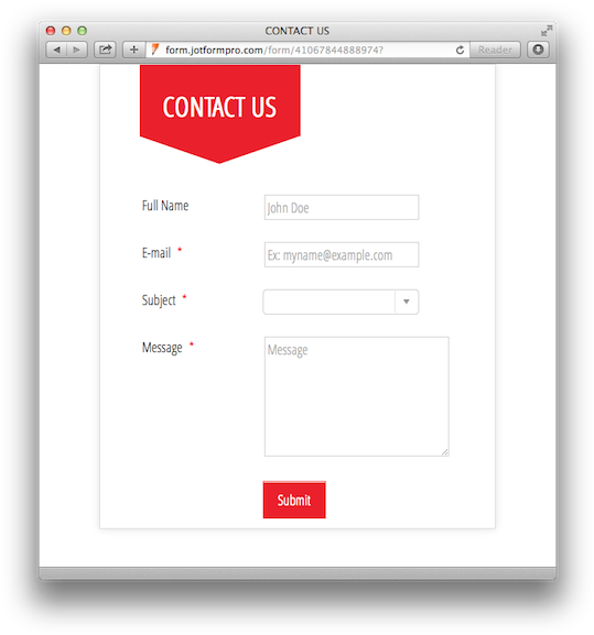 Contact Form - Red Theme (550x588), Png Download