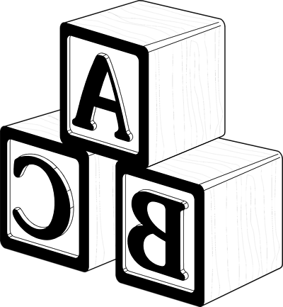 Abc Blocks Clipart Black And (400x433), Png Download