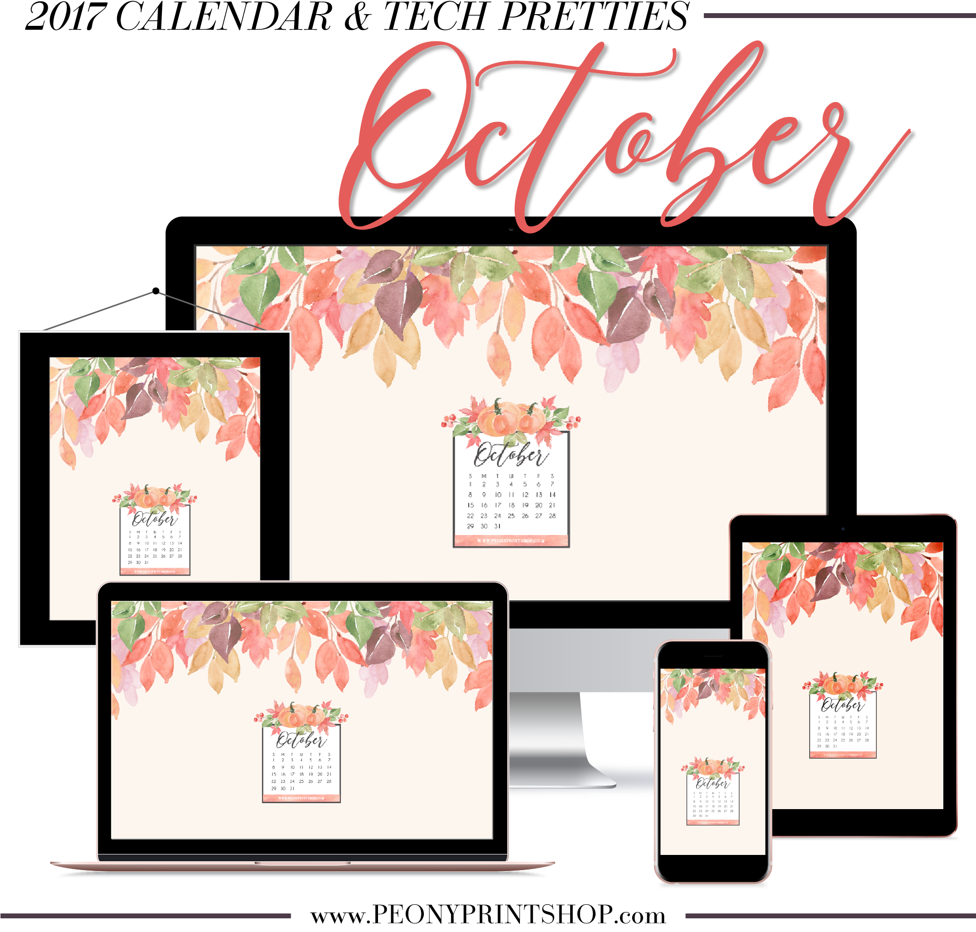 October 2017 Tech Pretties Printable Calendar (2000x2000), Png Download
