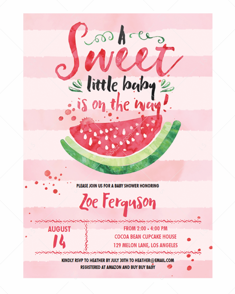 Watermelon Baby Shower Invitation By Littlesizzle - Watermelon ...
