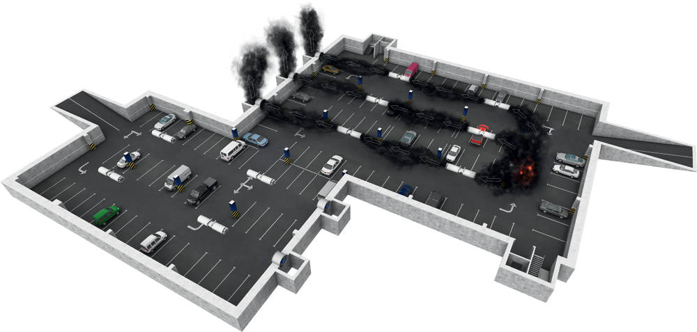 Underroof Parking Smoke Extraction Example - Floor Plan (1000x477), Png ...
