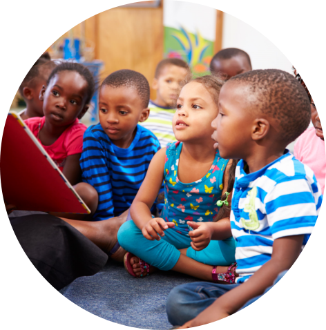 Daycare Children - Black Creche Children (472x478), Png Download