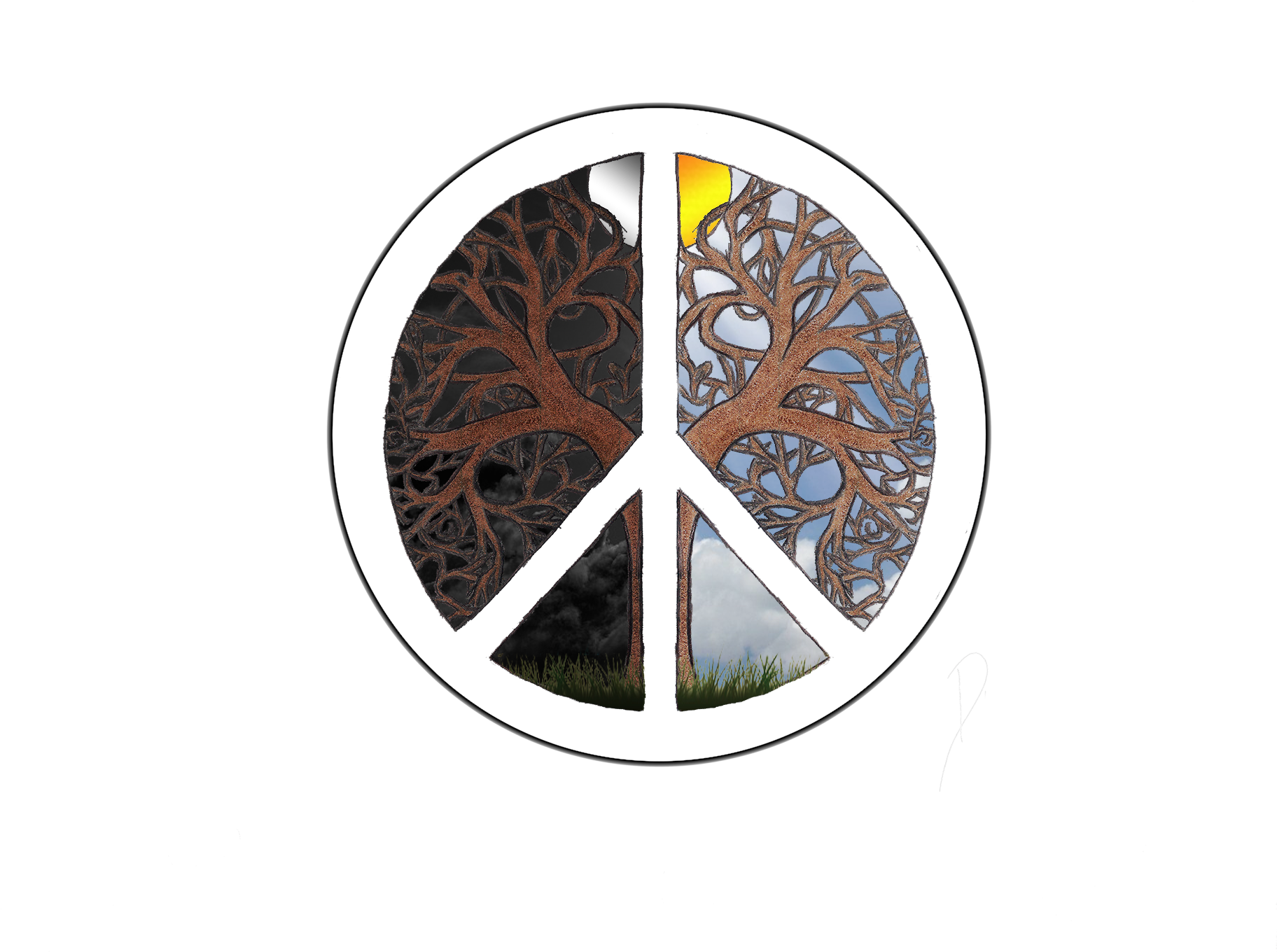 Drawn Triipy Peace Sign - Drawing (1920x1396), Png Download