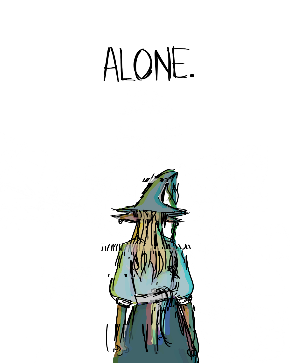 Outcast But Never Alone - Cartoon (1200x1600), Png Download