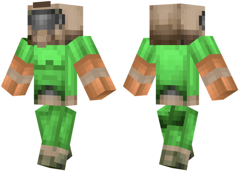 Doom Guy - Green And Black Minecraft Skins (804x576), Png Download