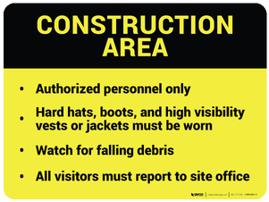 Download Construction Area - Wall Sign - Construction Area Wall Sign ...