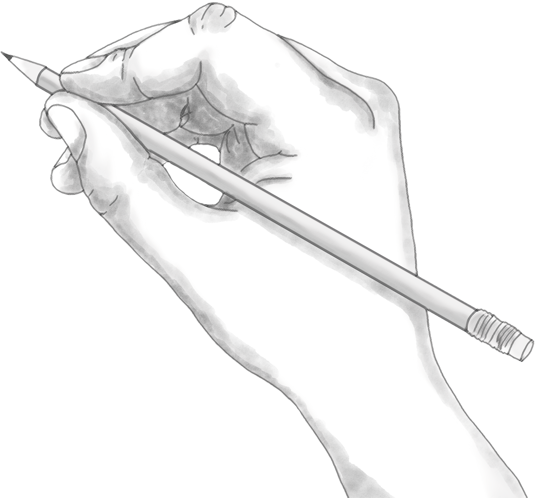 Download Hand Draw Art - Hand Holding Pencil Drawing Png | Transparent ...