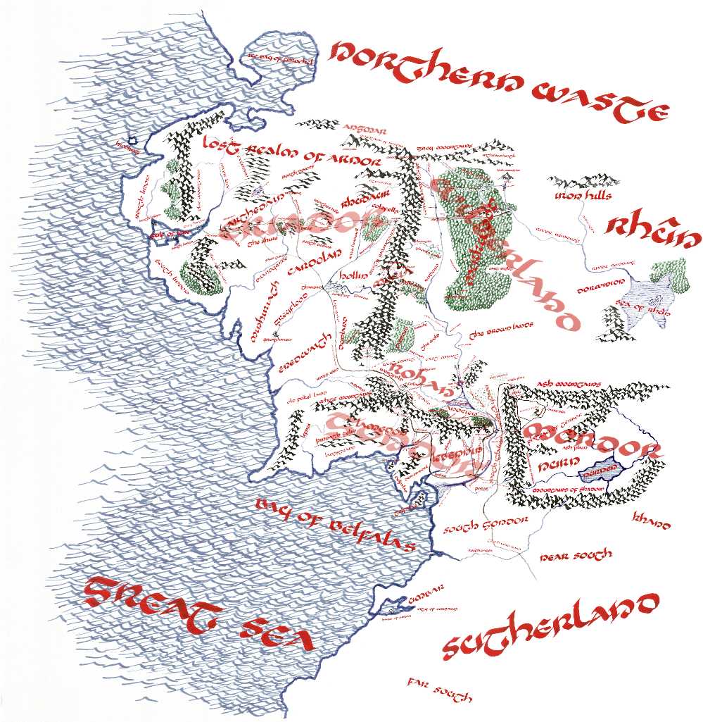 Map Of Middle Earth Transparent Background - Middle Earth Map Blue ...