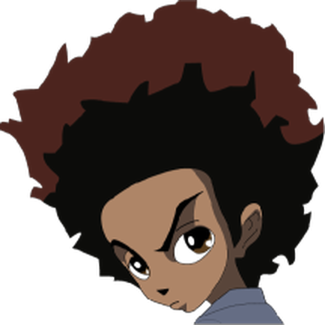 Boondocks Huey - Cartoon Black Guy With Afro (650x650), Png Download