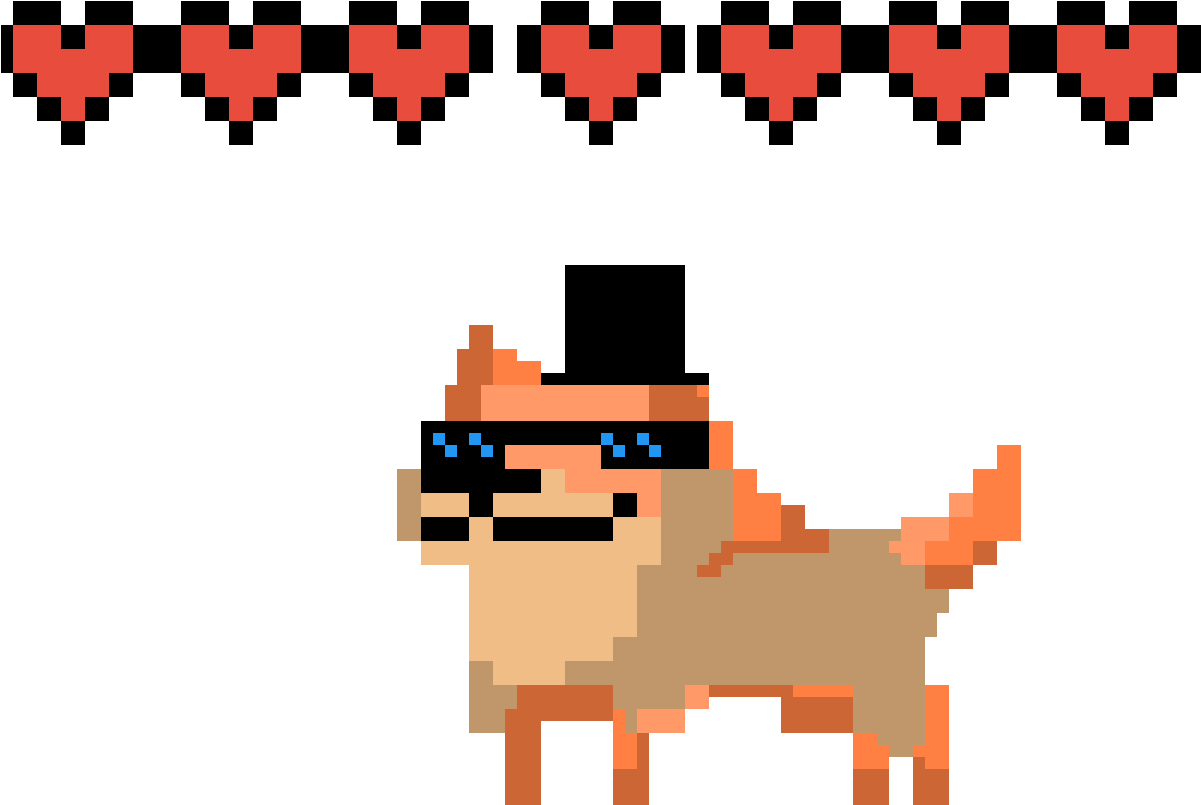 Mlg Doge - 8 Bit Heart Clear Background (1200x1200), Png Download