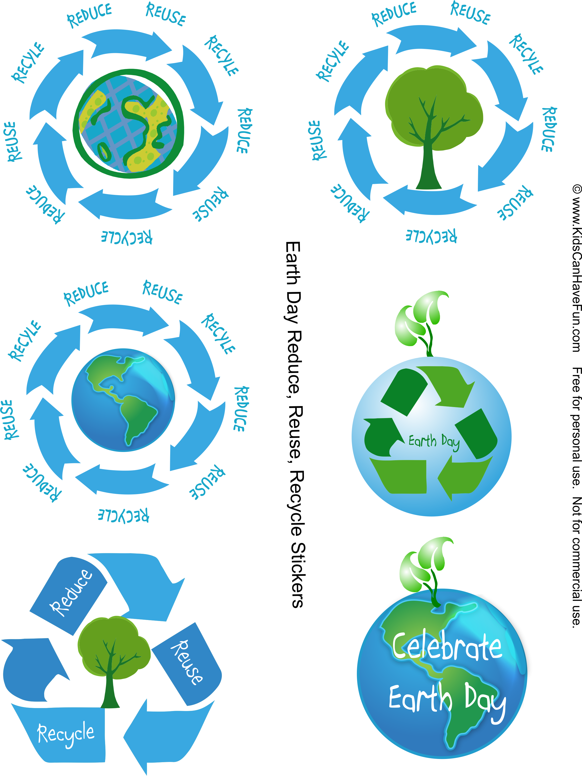 Download Reduce, Reuse, Recycle Earth Day Stickers Http - Earth Day ...