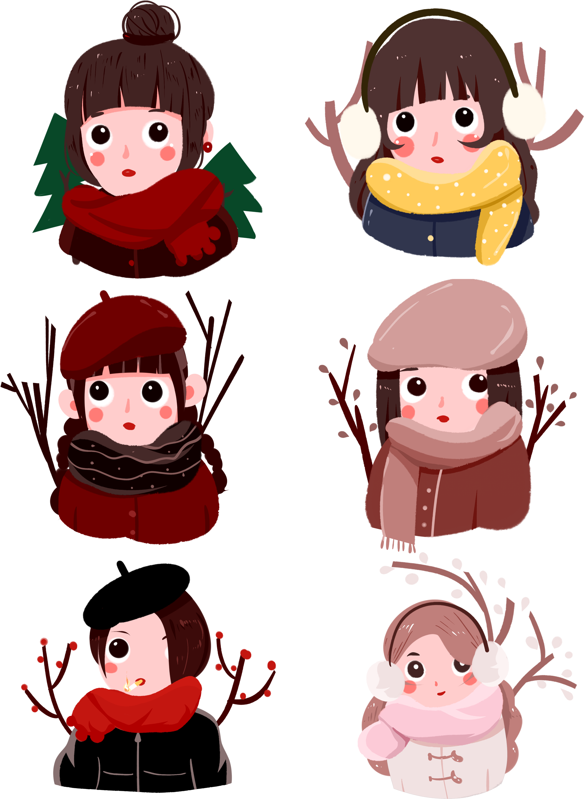 Winter Characters Cute Girl Png And Psd - Cartoon (2048x2738), Png Download