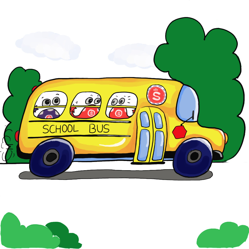 Cartoon School Bus Psd Image - Poster (1024x1024), Png Download