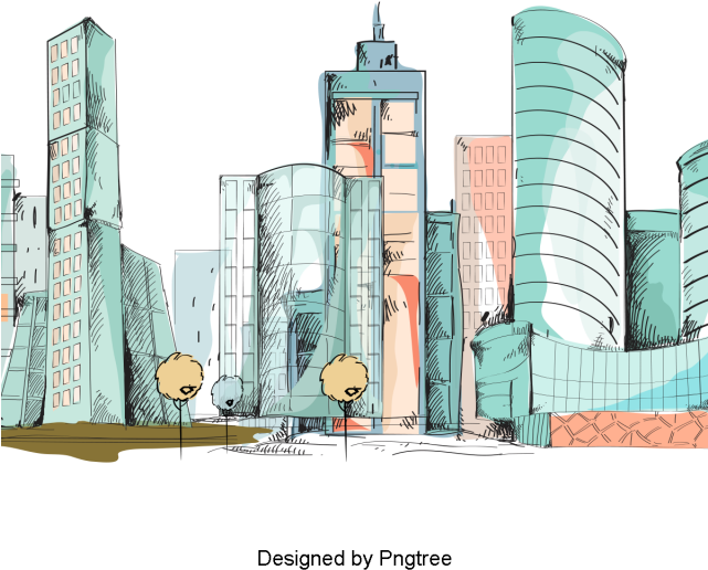 Download Cartoon Hand-painted City Building Design, Cartoon, - Building ...
