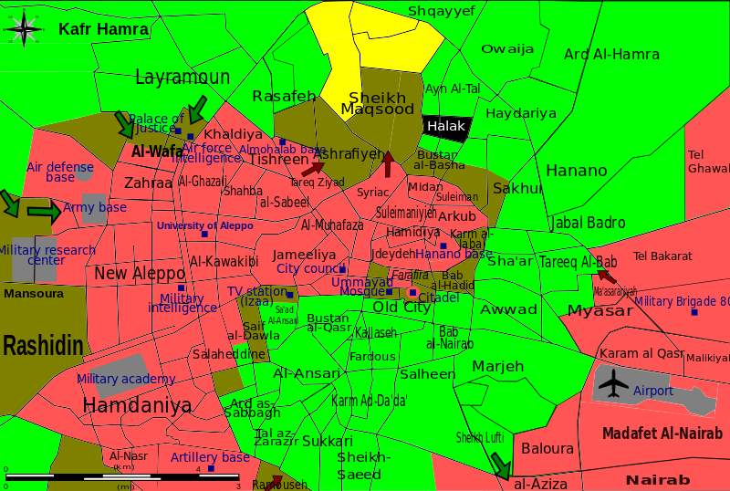 Battle Of Aleppo Map - Map Of Aleppo City (800x538), Png Download