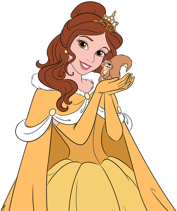 Belle Posing With Squirrel - Cartoon (570x680), Png Download