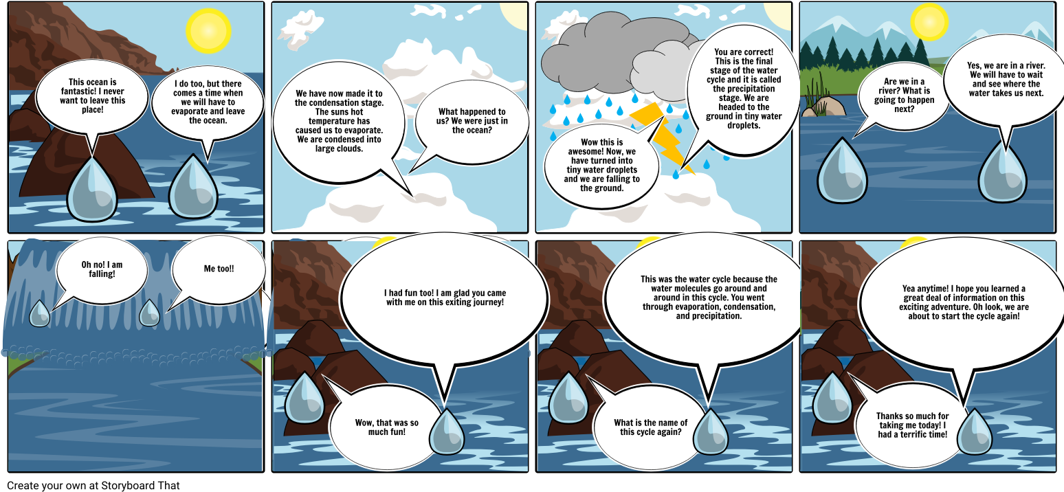 Download Riley's Water Cycle Cartoon - Cycle Of A Water Droplet Comic ...