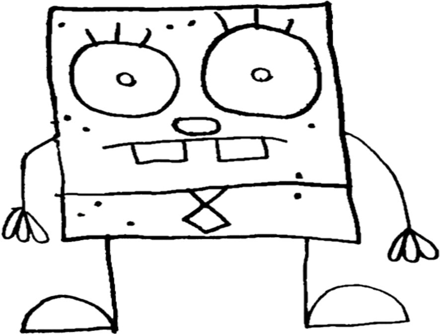 Doodlebob Png - Line Art (900x672), Png Download