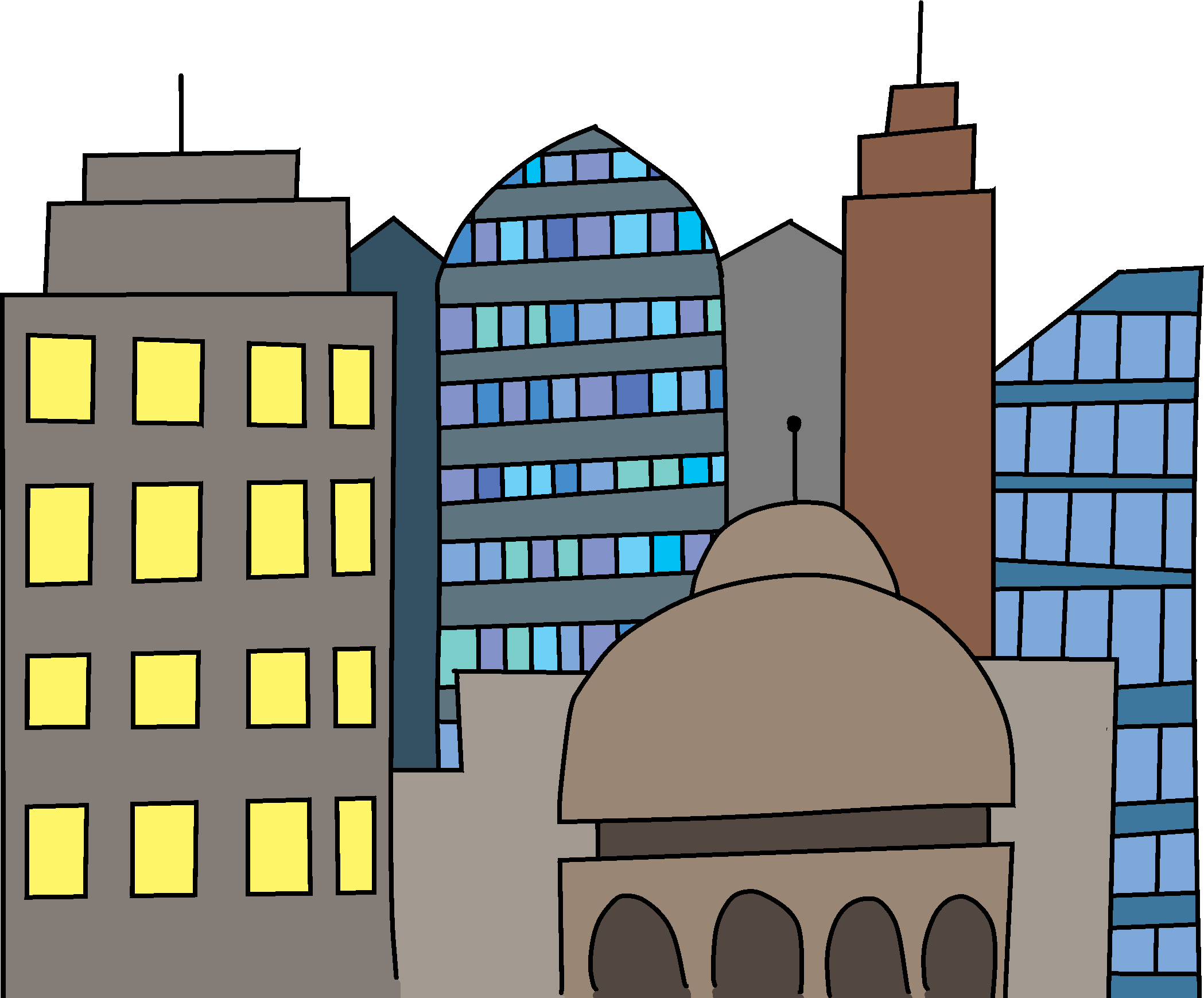 Buildings - Cartoon Buildings Png (2098x1739), Png Download