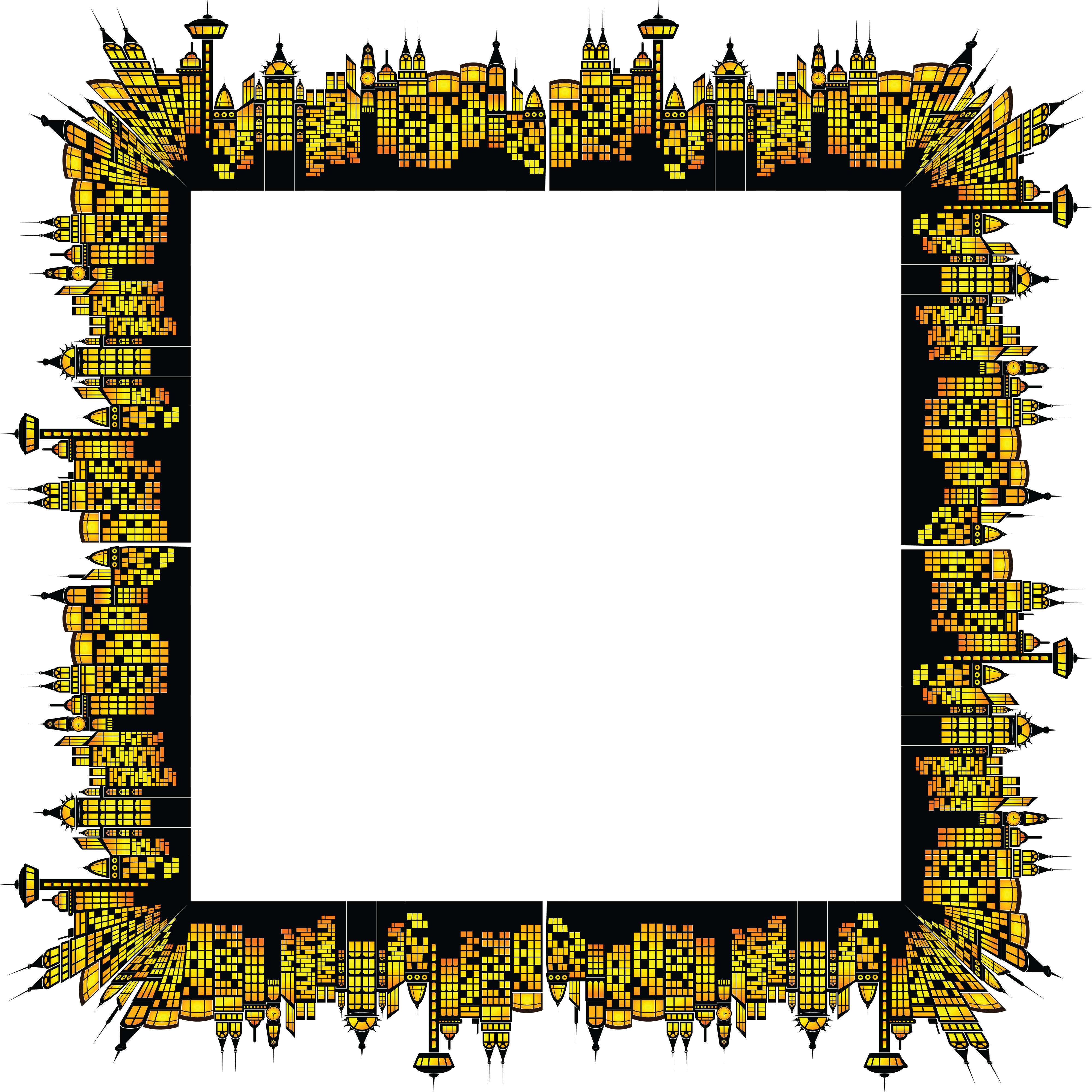 Download Free Clipart Of A Square Frame Of Glowing City Buildings ...