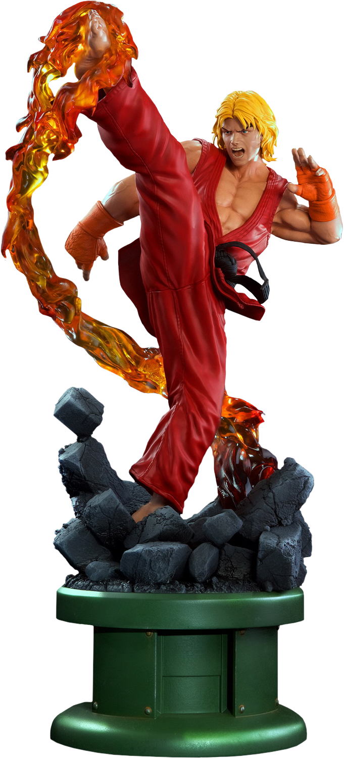 25" Street Fighter Statue Ken Masters With Dragon Flame - Pop Culture ...