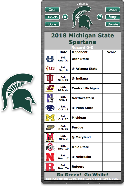 Get Your 2018 Michigan State Spartans Football Schedule - Texas Tech ...
