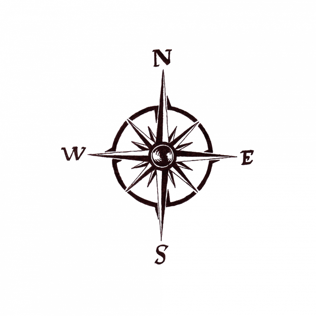 Временная Тату Компас - Simple Compass Rose Tattoo (1110x1110), Png ...