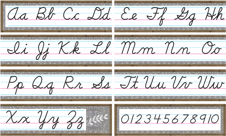 Cursive Alphabet For Classroom (900x900), Png Download