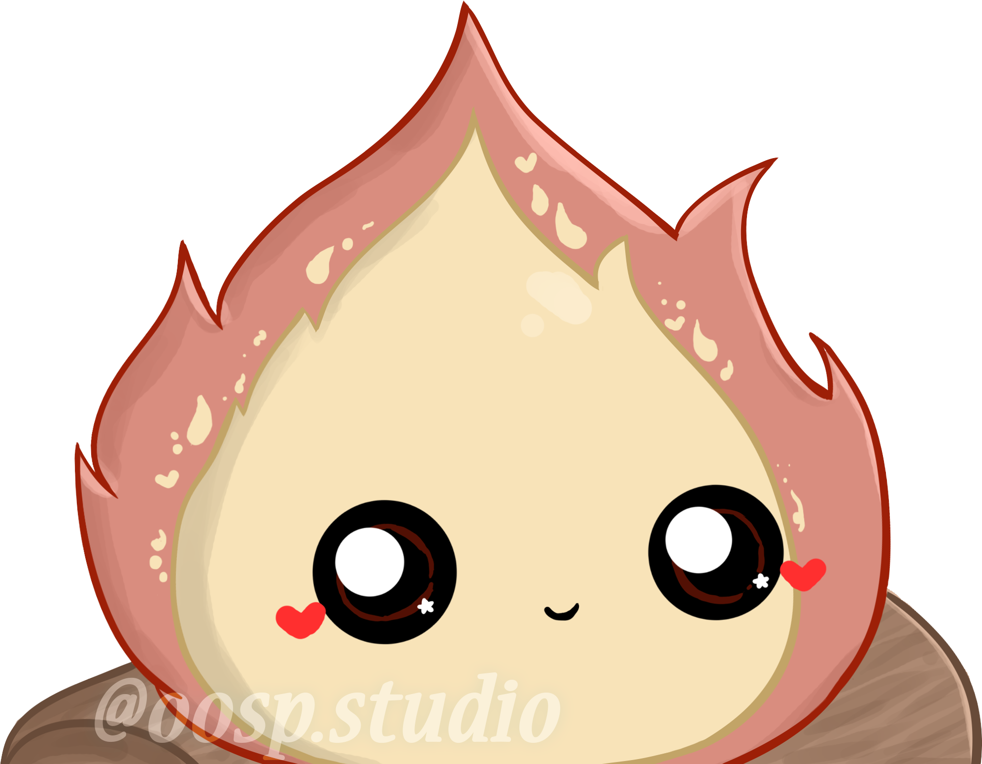 Calcifer Peeking Sticker - Cartoon (1993x1551), Png Download