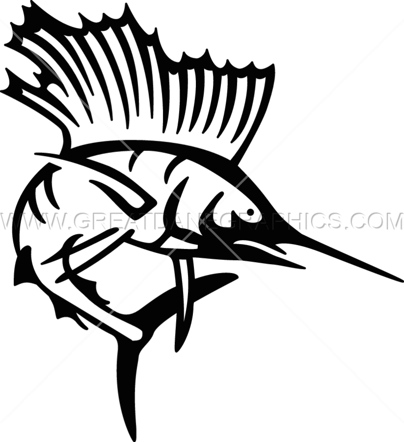 Picture Black And White Sailfish Production Ready Artwork - Easy ...