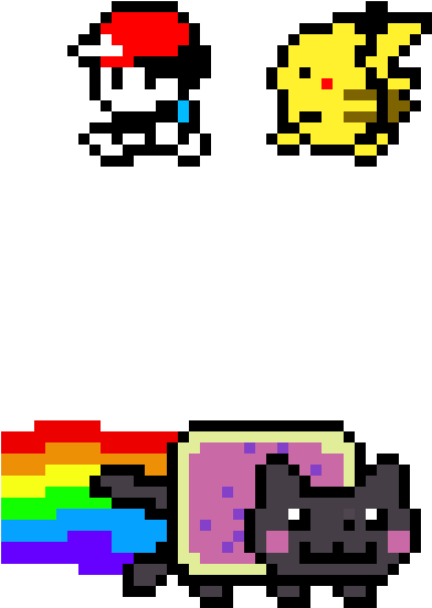 Pikachu Nyan Cat Pixel Art - 8 Bit Pikachu (520x700), Png Download